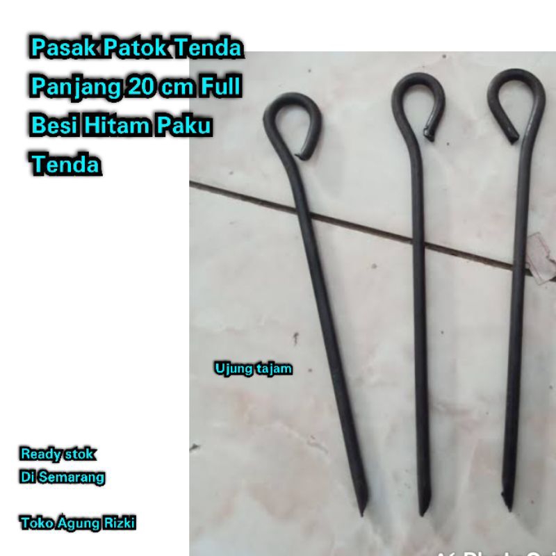 Jual Perbiji Pasak Patok Tenda Panjang 20 cm Full Besi Hitam Paku Tenda ...