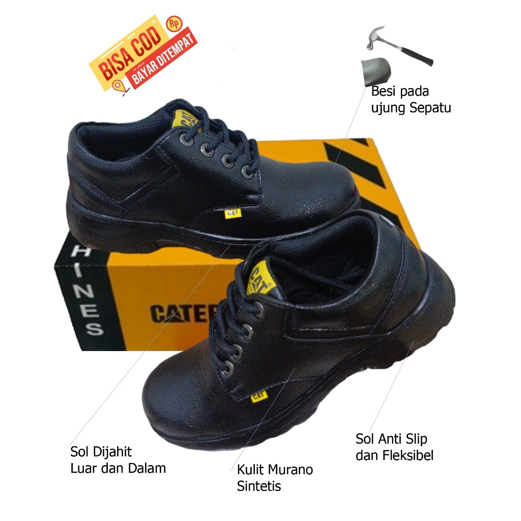 Jual Sepatu Safety Pria Dewasa Model Tali CAT Kerja Proyek Lapangan ...