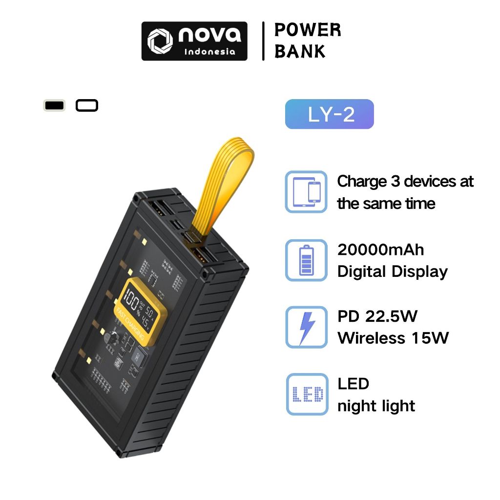 Jual Nova Power Bank 20000mAh Power Bank 120W Fast Charge Voltage ...