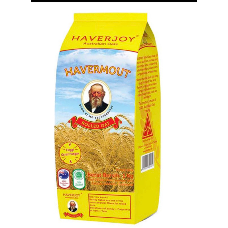 Jual HAVERJOY AUSTRALIAN ROLED OATS 1 KG | HAVERJOY KUNING DI MASAK ...