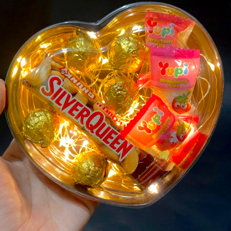 Jual (SUDAH ADA BOX) HAMPERS COKLAT KADO MINI GIFTBOX LAMPU LOVE ...