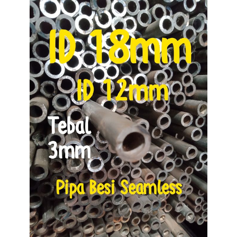 Jual Pipa Besi Seamless OD 18mm ID 12mm panjang 20cm sampai 100cm | Shopee Indonesia