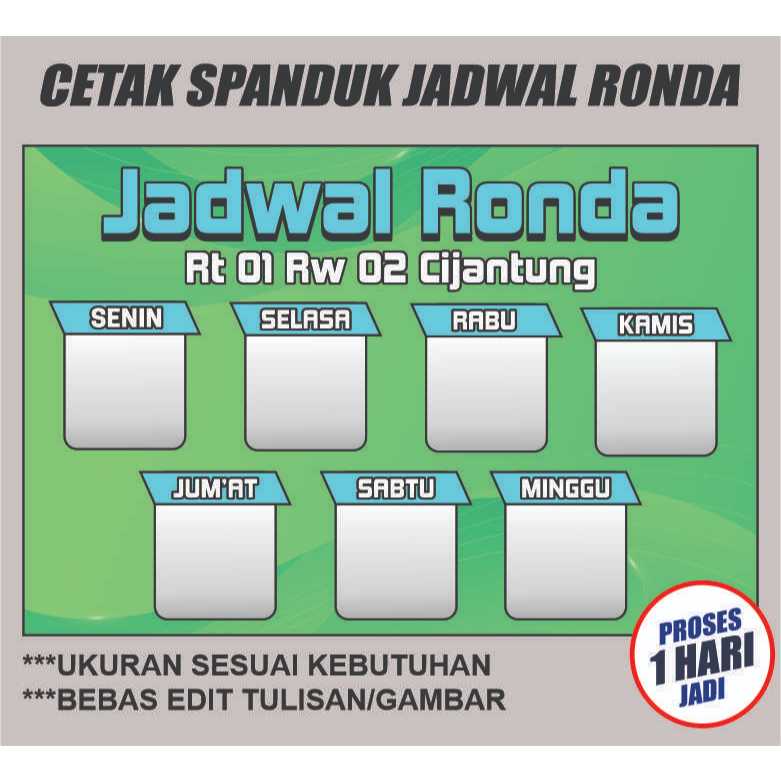 Jual Banner Spanduk Jadwal Ronda Costum Bebas gambar | Shopee Indonesia