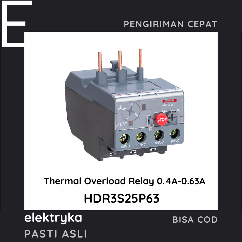 Jual Himel Thermal Overload Relay HDR3s-25 0.4A-0.63A HDR3S25P63 ...