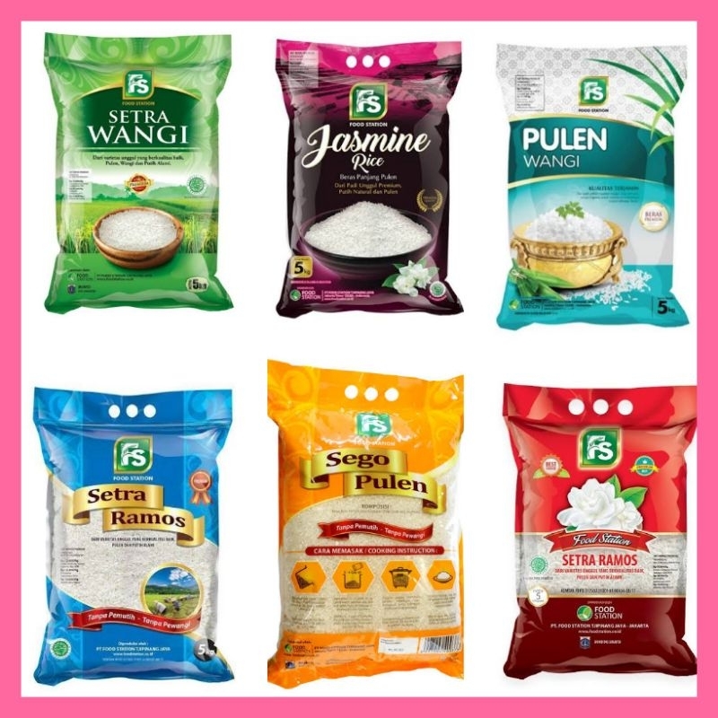 Jual beras 5 kg fs food station setra Ramos sego pulen wangi jasmine long grain | Shopee Indonesia