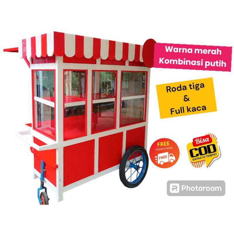 Jual gerobak dagang full kaca roda tiga | Shopee Indonesia