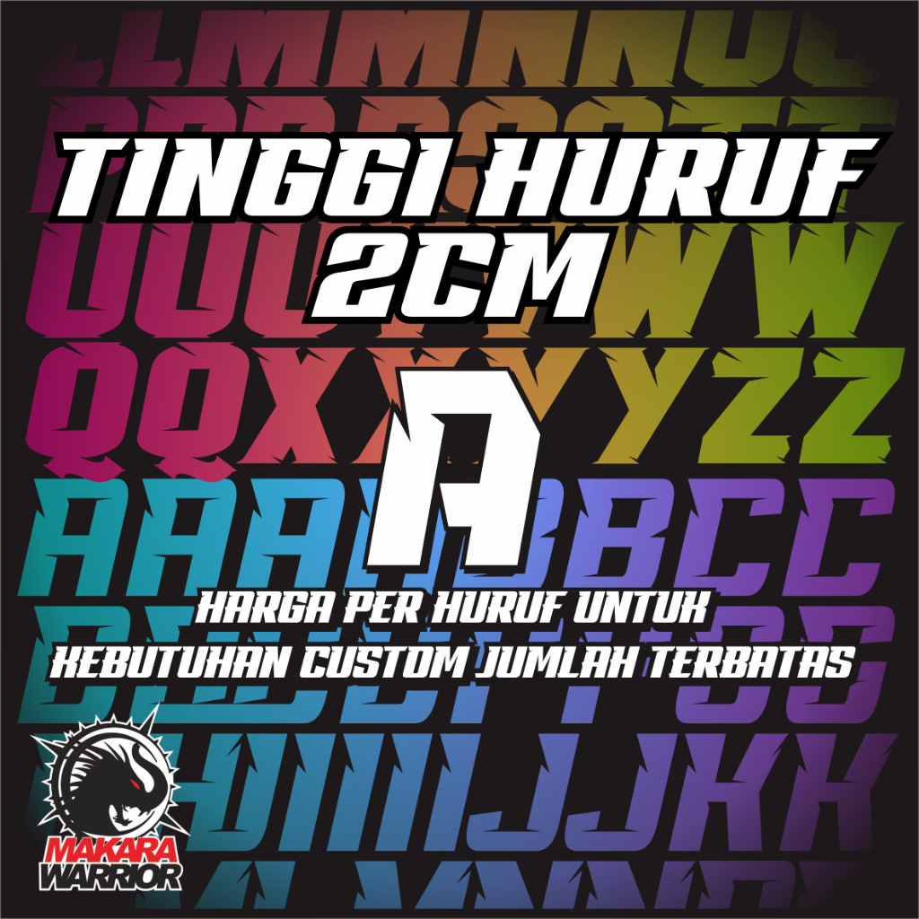 Jual Tinggi 2 cm Satuan Stiker Cutting serbaguna Huruf Racing Style ...