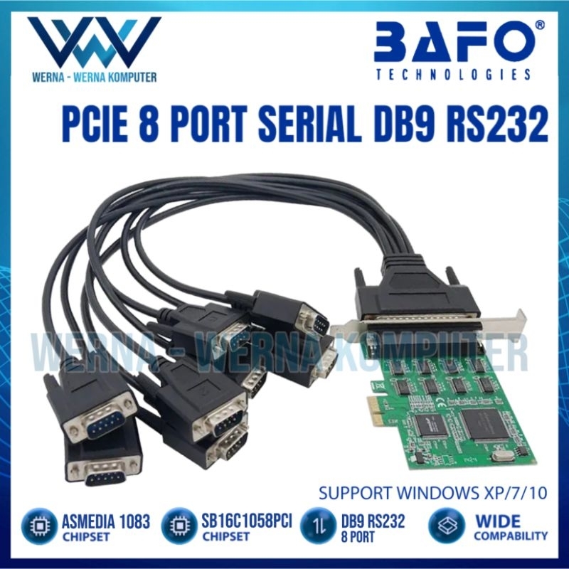 Jual BAFO PCI EXPRESS 8 PORT SERIAL CARD PCIe RS232 MALE Extension COM ...