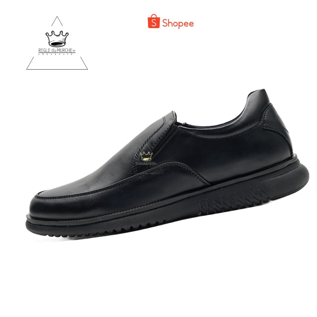 Jual Sepatu Formal Hitam Casual Kerja Sepatu Slip-on Pria Hitam Polos ...