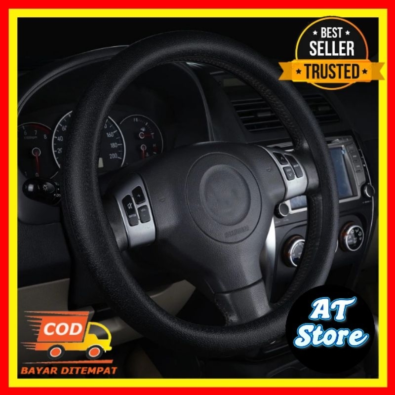 Jual Cover Stir Sarung Steer Mobil Kulit Simple Elegant Hitam Sporty 38 ...