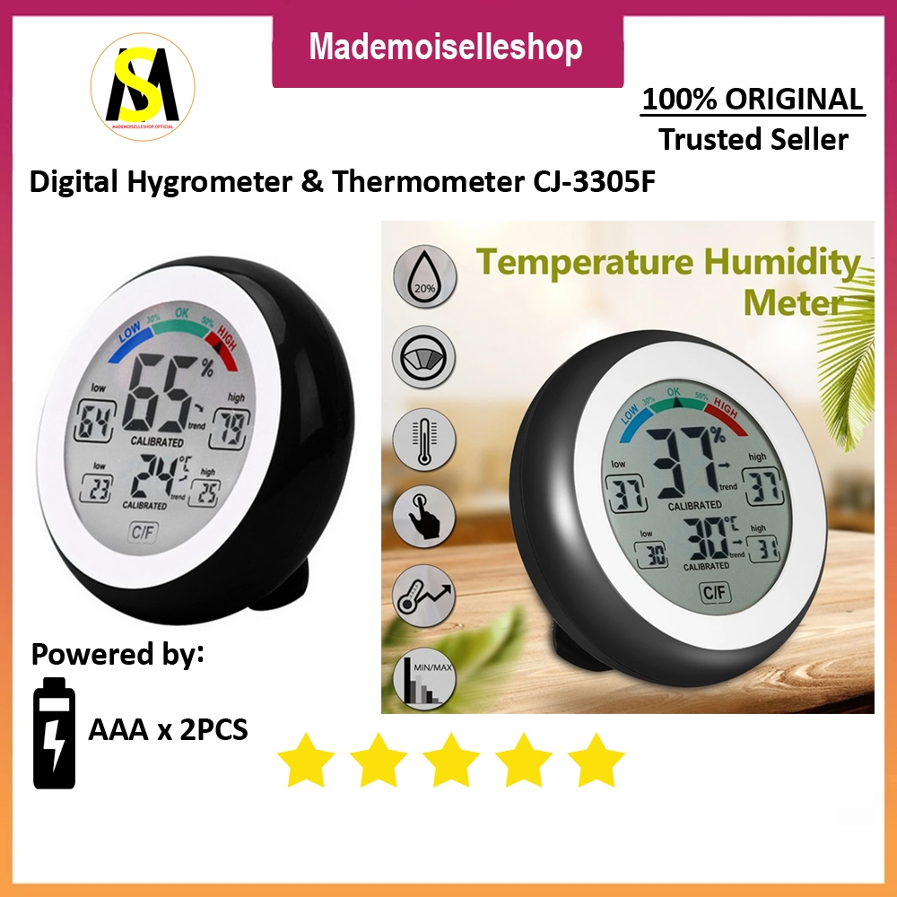 Jual Digital Hygrometer Big Size & Thermometer CJ-3305F - For Drybox ...