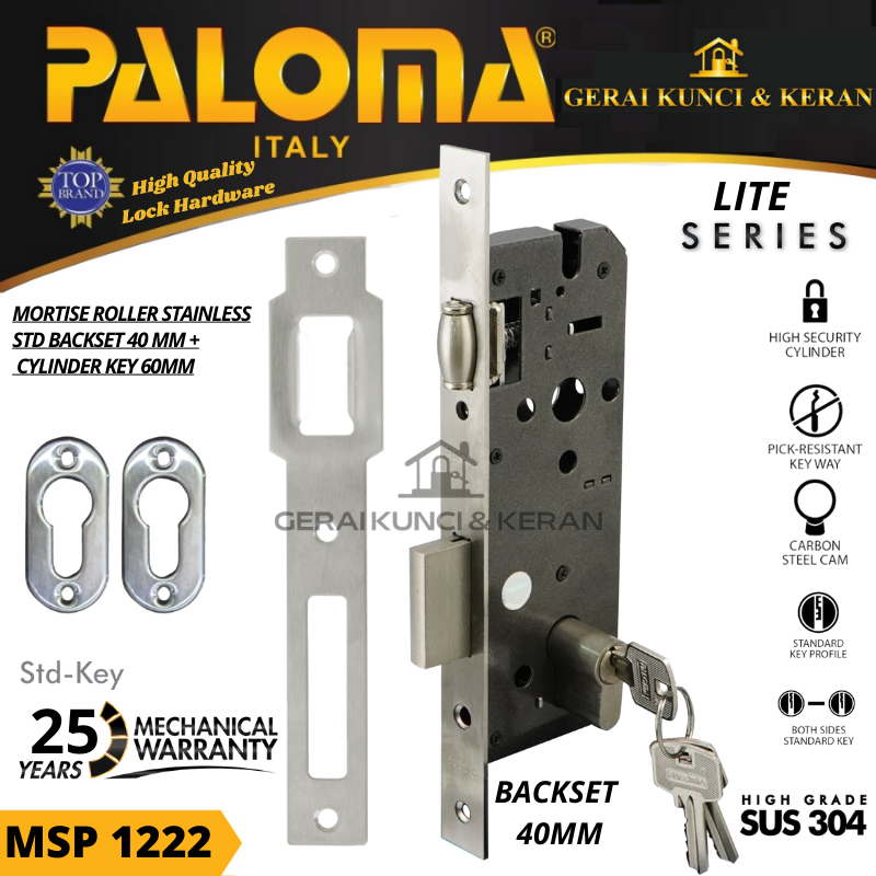 Jual BODY KUNCI MSP 1222 PINTU PALOMA PELOR Mortise Lock Set Roller ...