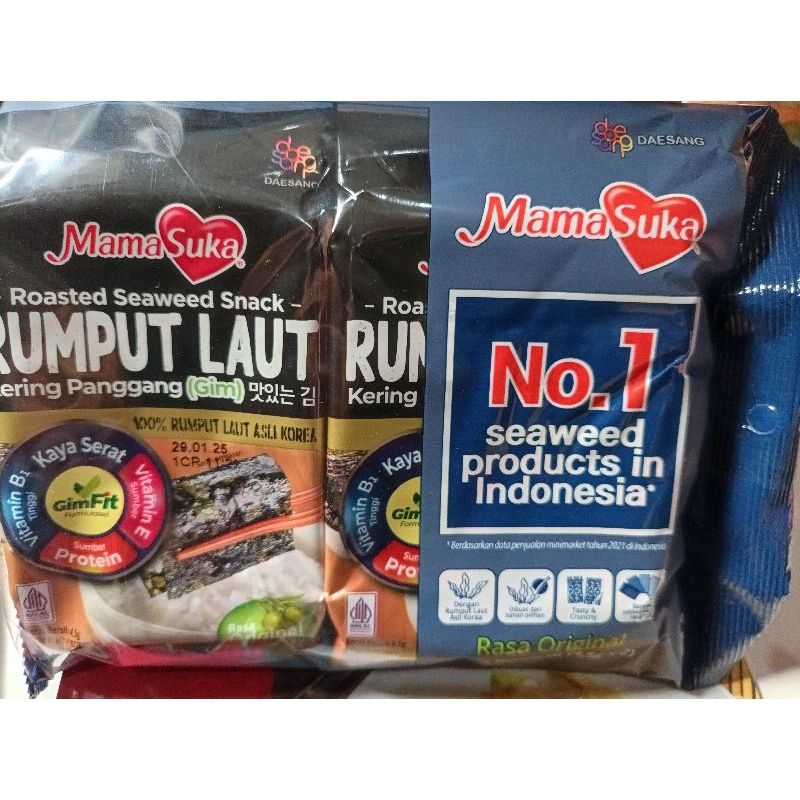 Jual Mamasuka Rumput Laut Panggang Rasa Original 9 gr(4, 5 gr x 2 Pcs ...