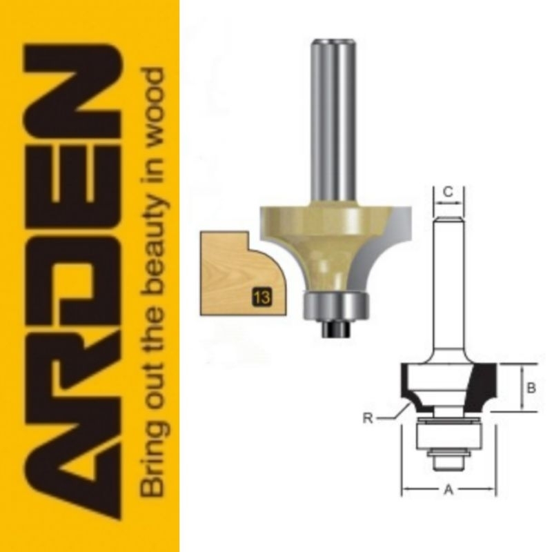 Jual arden Router Bit Round Over as 1/4" ( size R2.3mm - R12.7mm ...