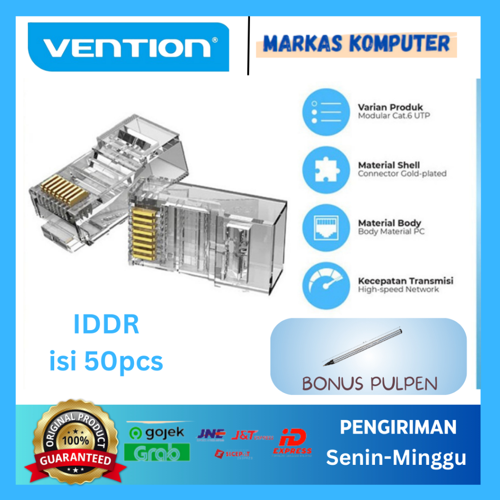 Jual Vention Konektor RJ45 Cat6 UTP Modular Gigabit Jack Plug Connector ...