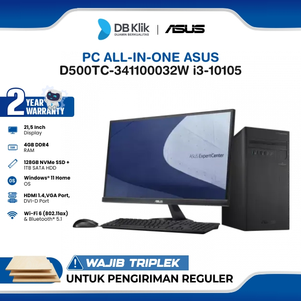 Jual PC Desktop ASUS D500TC-341100032W Core i3-10105 4Gb Ssd 1Tb+128Gb ...