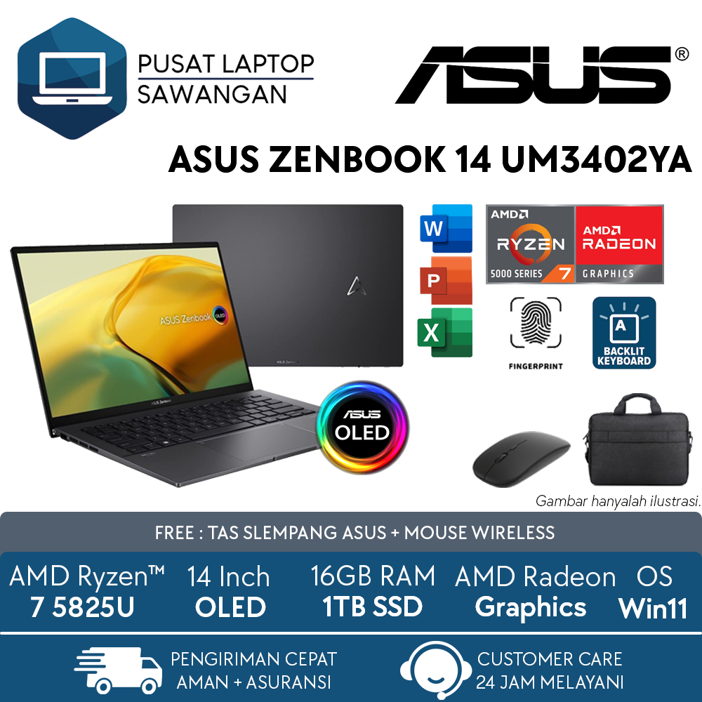 Jual Asus Zenbook 14 Um3402ya Amd Ryzen 7 7730u 16gb 1tb 14 0 2 8k Oled