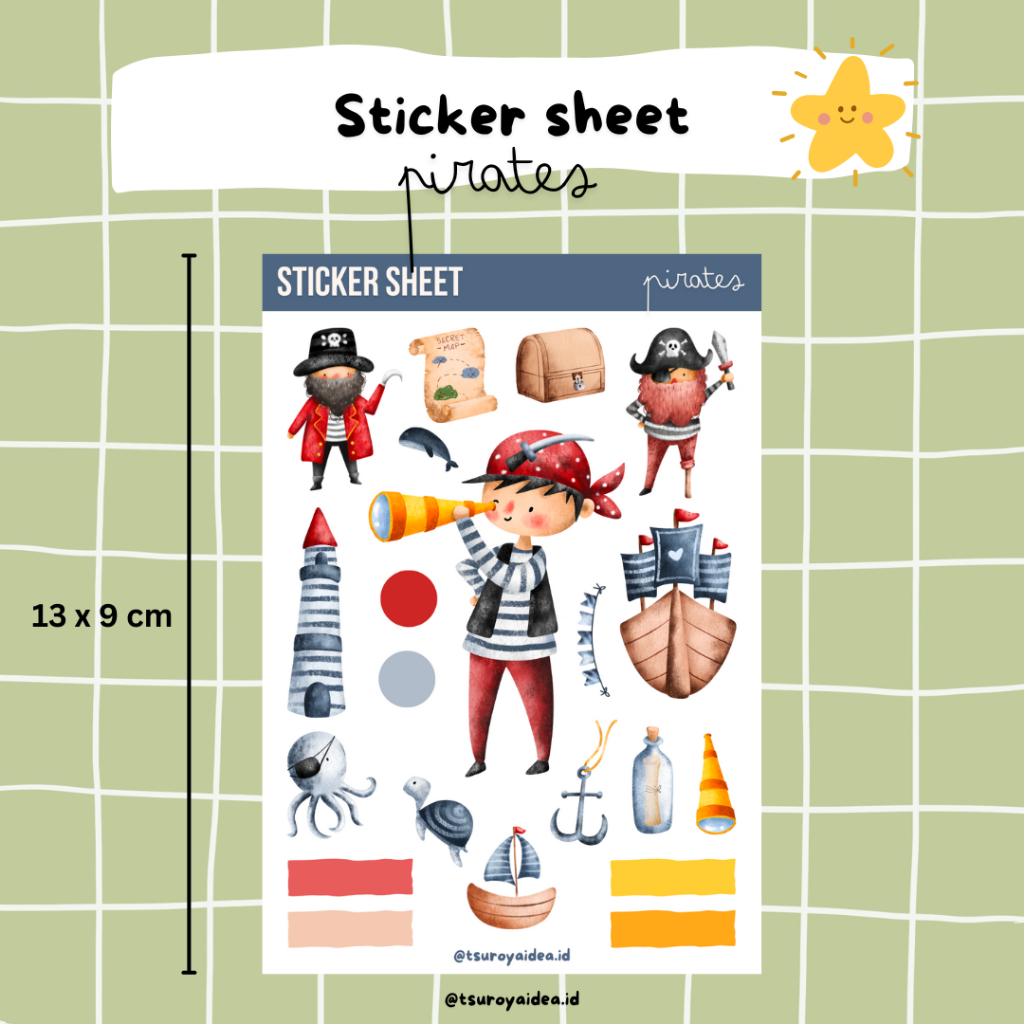 Jual SS022 - Pirates Sticker Sheet, Sticker Journal Lucu Aesthetic ...
