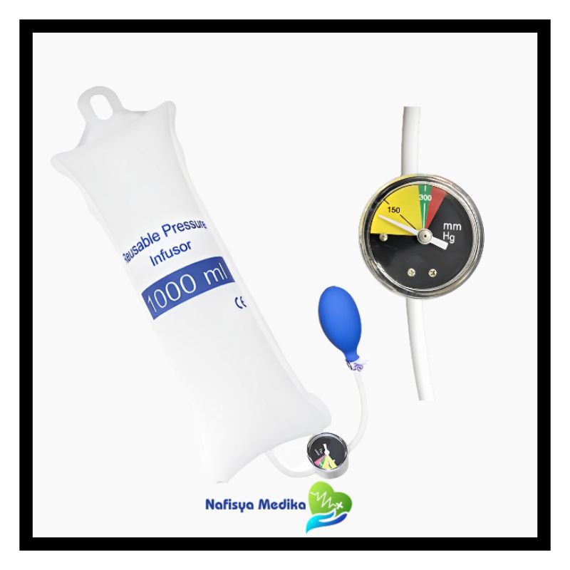 Jual Pressure Bag Gauge 1000 ml / Infusion Reusable Bag 1 Liter ...