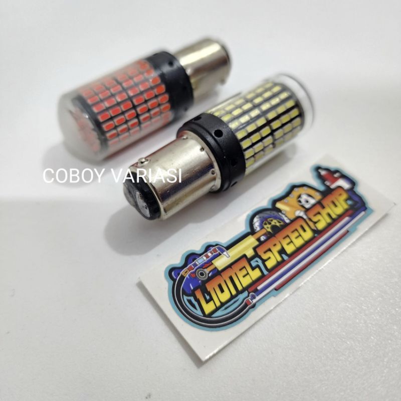 Jual LAMPU STOP MOTOR MOBIL LAMPU REM 144 LED 2 KAKI SOCKET 1157 POWER ...