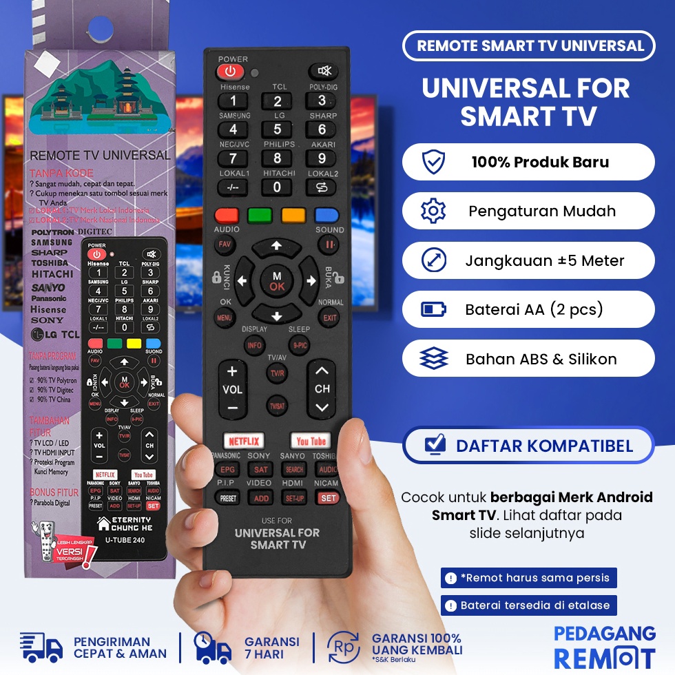 Jual SERENTAK Remot Remote TV Android Smart TV Tabung LCD LED Multi Universal Philips Daewoo ...