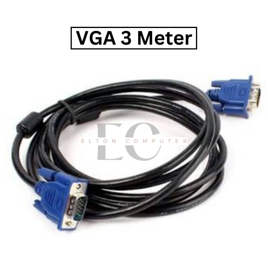 Jual Kabel VGA 3M / VGA 3 Meter / VGA 3 M / Kabel VGA Standar / Kabel VGA Male to Male 3m BLACK ...