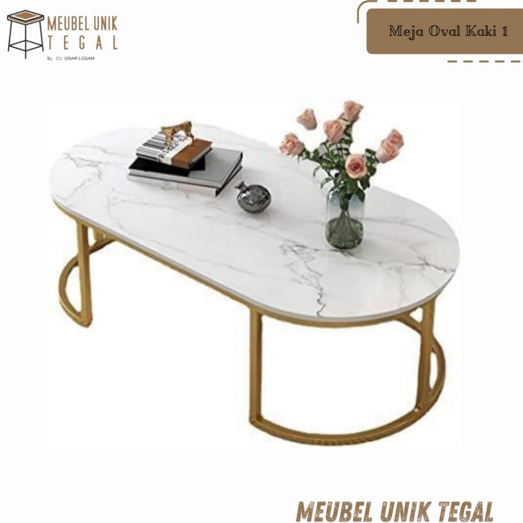 Jual Meja oval minimalis mewah/meja tamu top table motif marmer ...