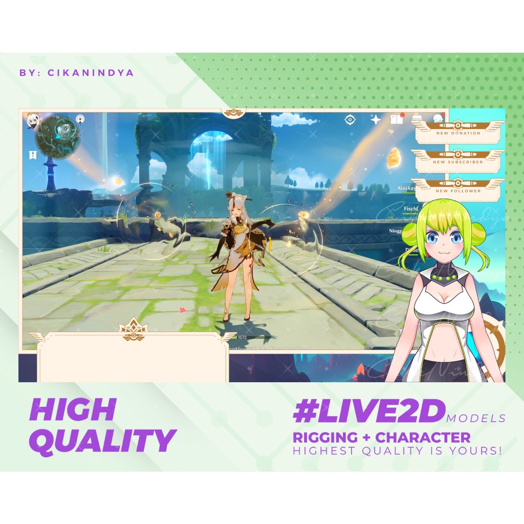 Jual Vtuber Live2D Siap Pakai | Model 2D Green Black untuk Streaming ...