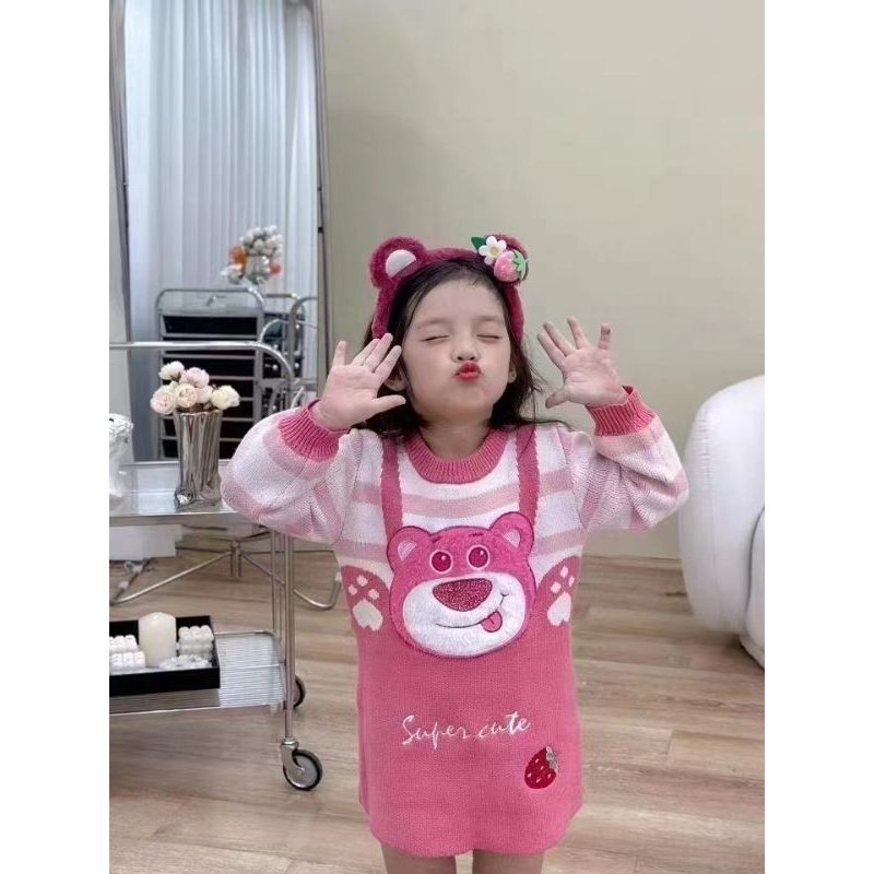 Jual dress rajut kuromi dan lotso size 90.100.110.120 | Shopee Indonesia