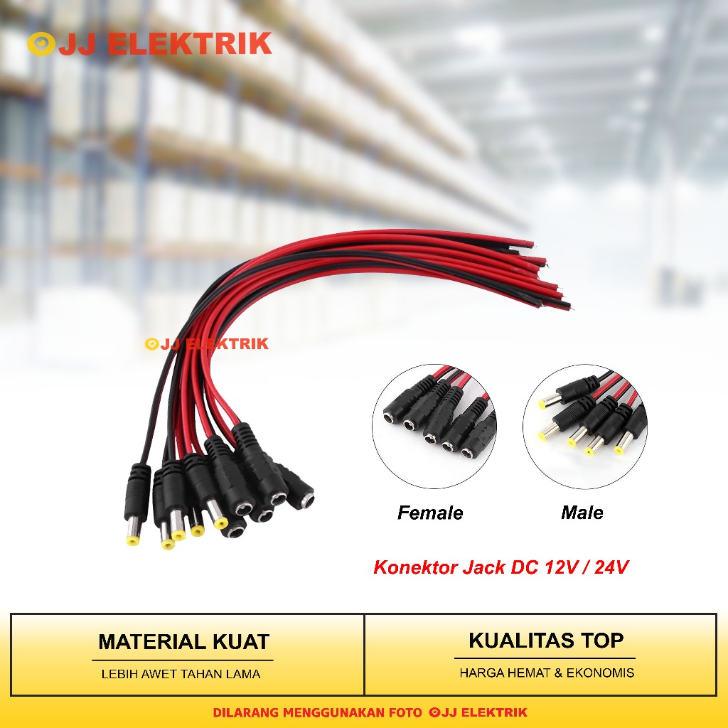Jual Kabel Konektor Jack DC 12V 24V Power Supply Lampu LED Strip Neon ...