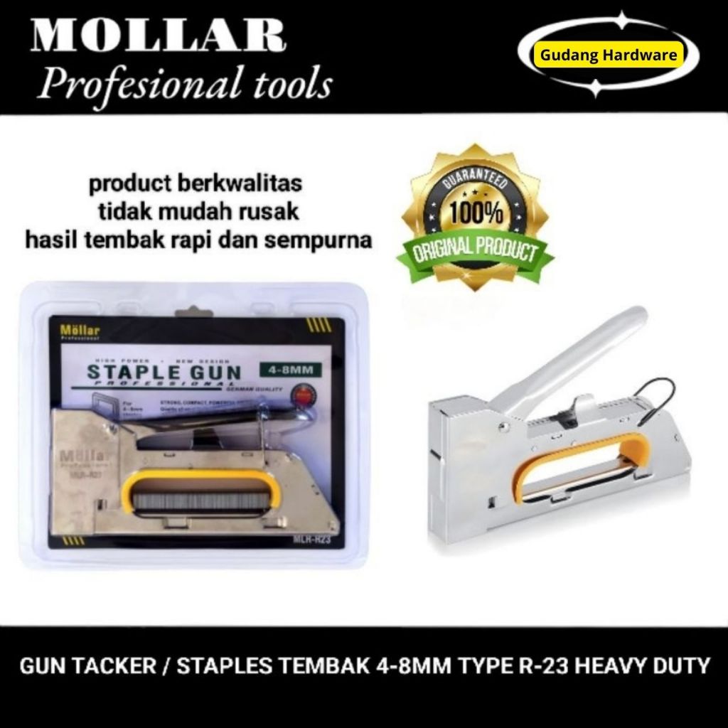 Jual mollar staples tembak / gun tacker TYPE R-23 heavy duty ( 100% ...