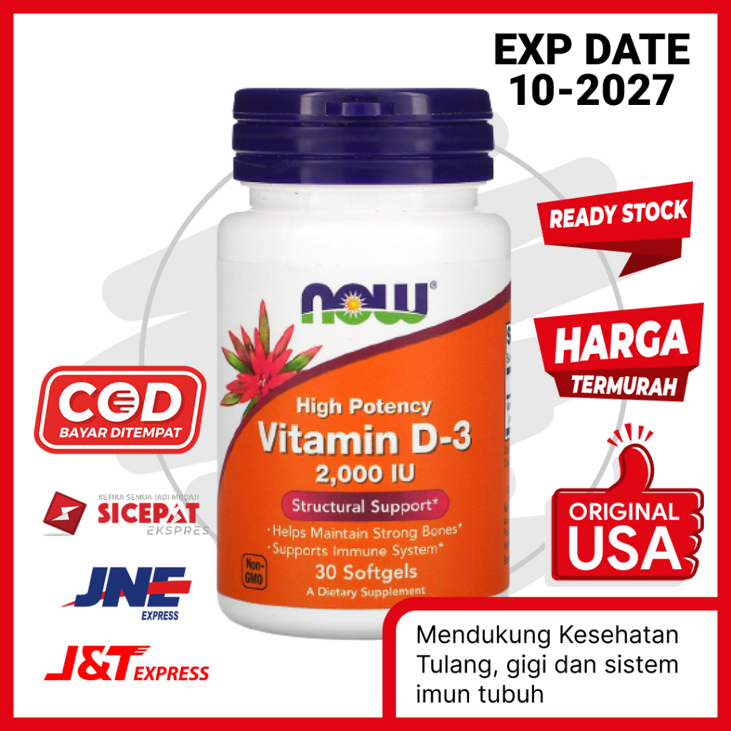 Jual Vitamin Now D-3 D3 2000 IU Isi 30 softgel | Shopee Indonesia