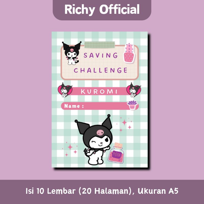 Jual buku saving challenge / saving challenge karakter kuromi / buku ...