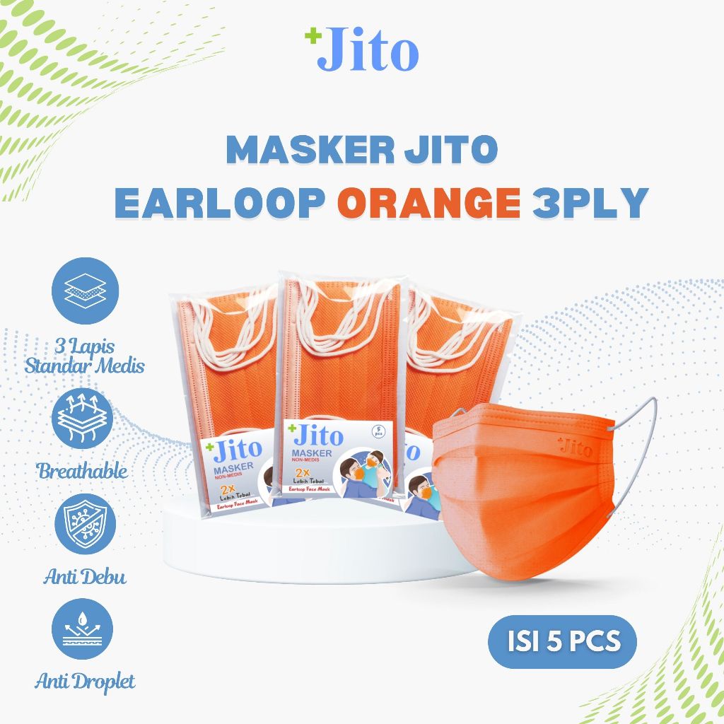 Jual JITO Masker Medis 3 Ply Earloop Orange- Sachet isi 5 pcs | Shopee ...