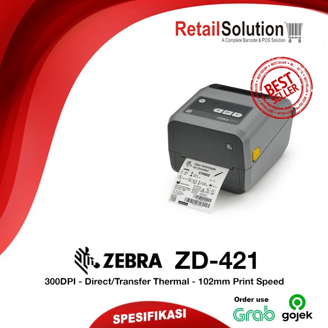 Jual Printer Barcode Label USB LAN - Zebra ZD421 / ZD-421 203DPI 300DPI 203 300 DPI | Shopee ...