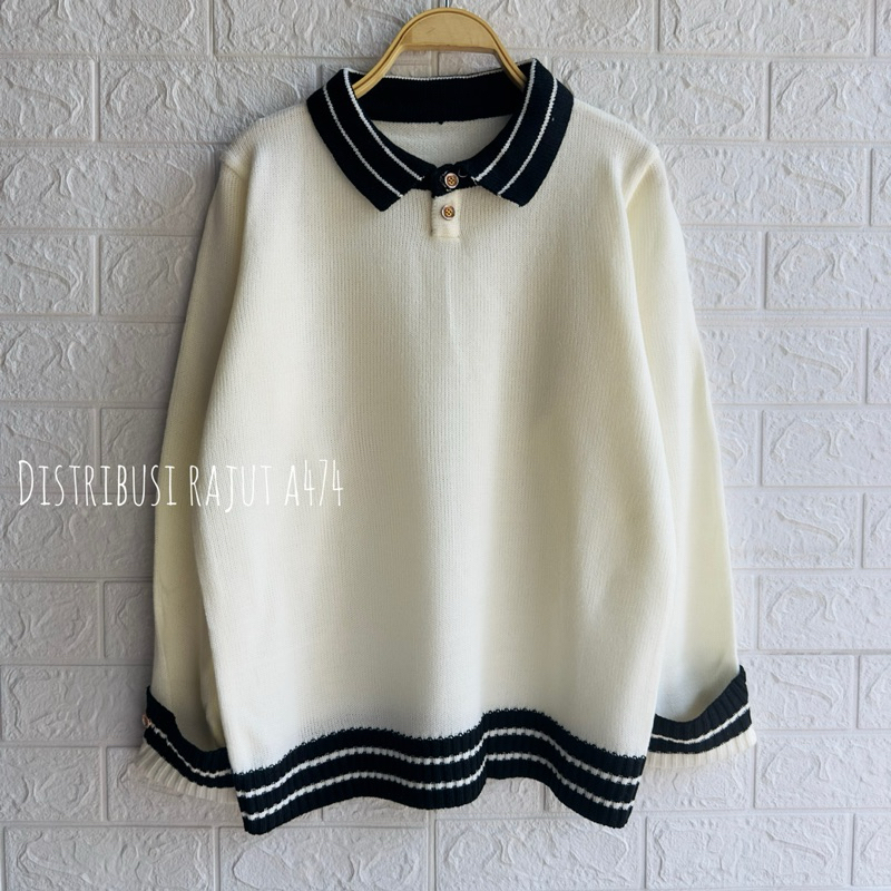 Jual TANIA POLO SWEATER RAJUT POLOS MOTIF KANCING WANITA LENGAN PANJANG ...