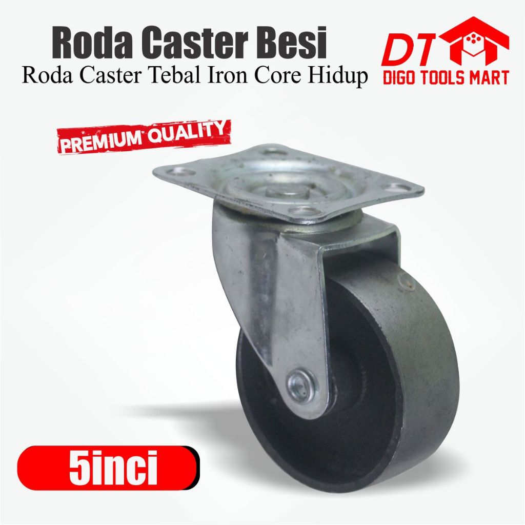 Jual DIGO Roda Caster Besi 5 inci Hidup Iron Caster Wheel Troly ...