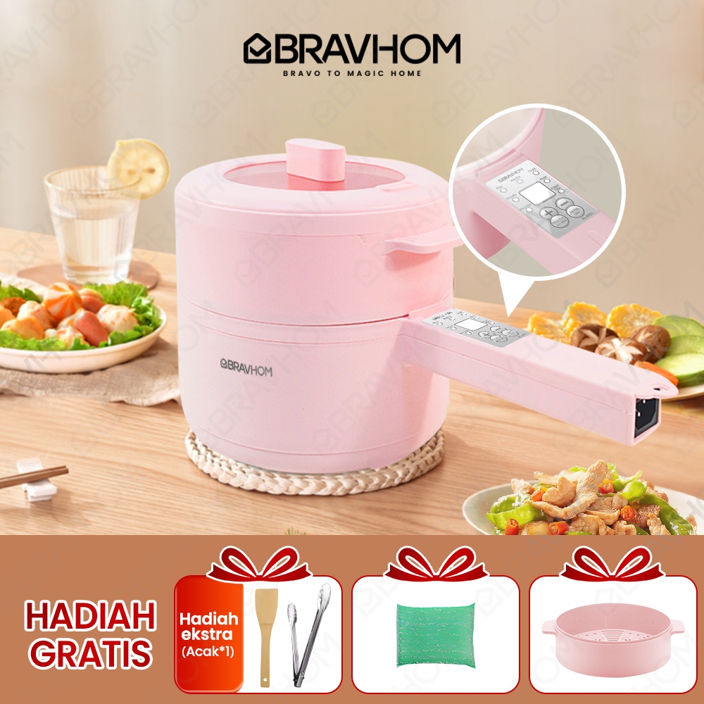 Jual BRAVHOM Panci Listrik Low Watt Kukusan Serbaguna Keramik Anti ...