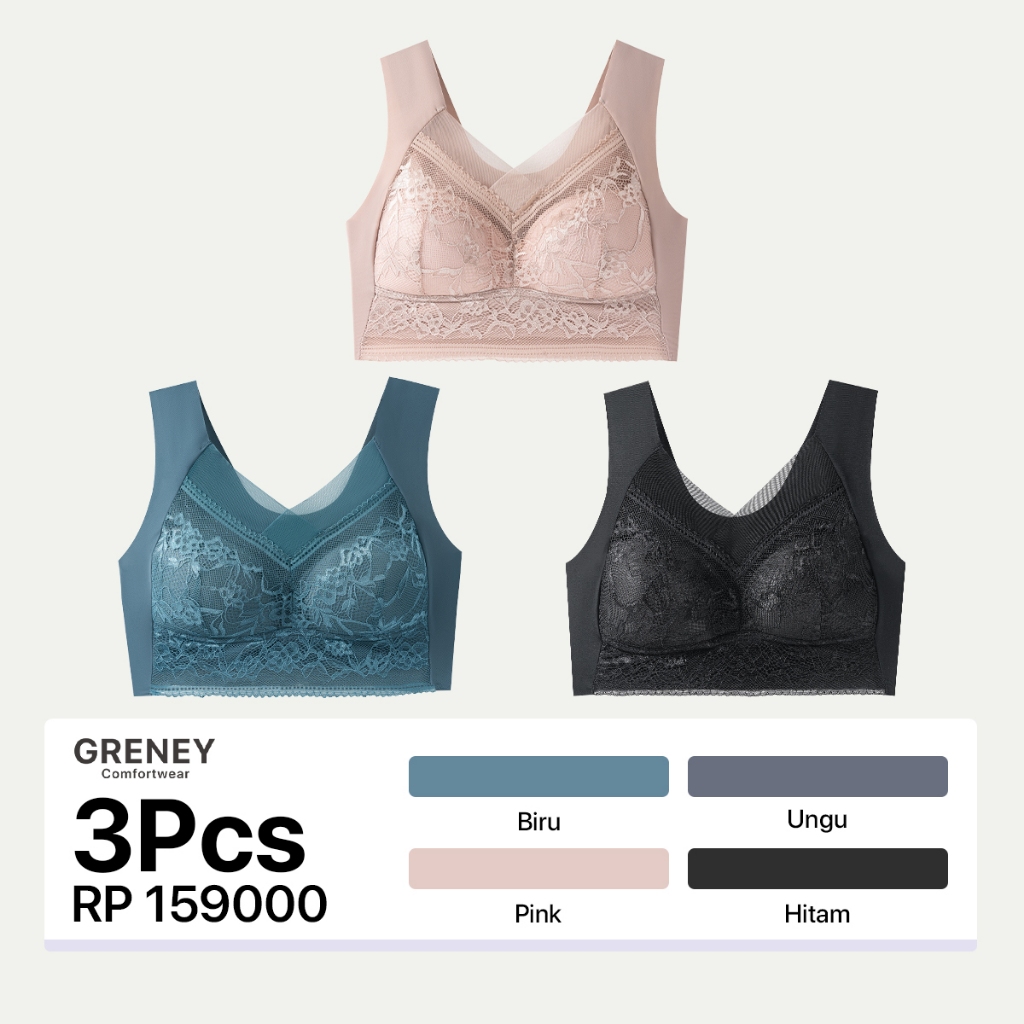 Jual GRENEY-L.W.L-Paket bra (3PCS) Bra Rompi Bigsize Renda Seamless ...