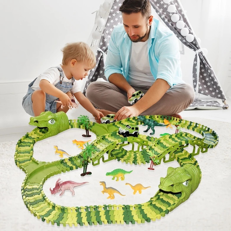 Jual 【24H COD】Dinosaurus Rel Mobil 240PCS Dino Rel Mobil Mainan ...