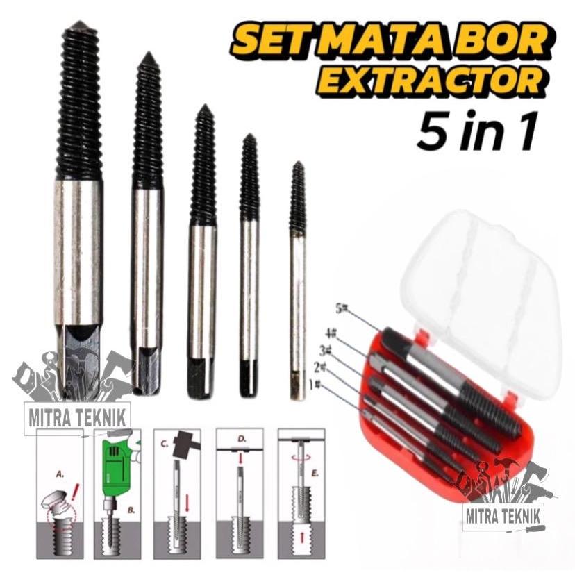 Jual Mata Bor Obeng Tab Balik Set 5 pcs Mata Bor Screwdriver Extractor ...