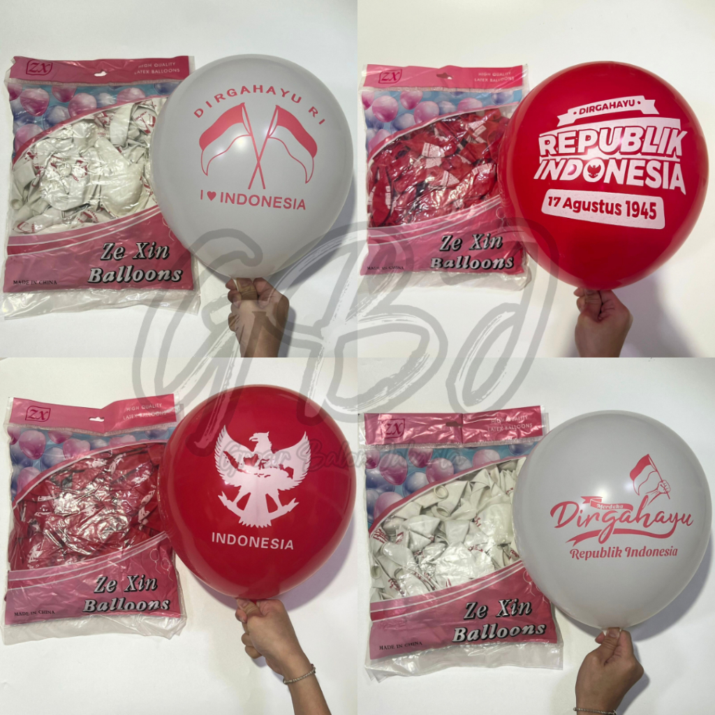 Jual (GROSIR) Balon Latex Motif Kemerdekaan Merah Putih TEBAL (2.8 gram ...