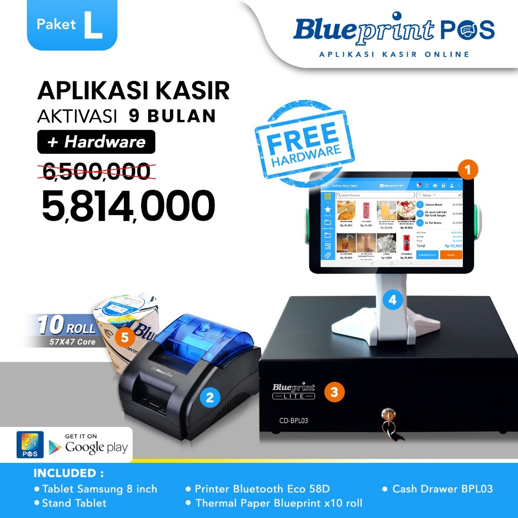 Jual Paket Alat Kasir Lengkap include Android Samsung 8inch Free ...