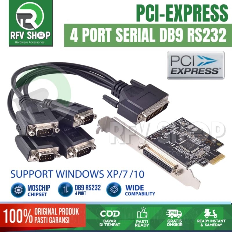 Jual BAFO PCI-e 4 Port Serial RS232 DB9 Expansion Card PCI Express PCIE ...