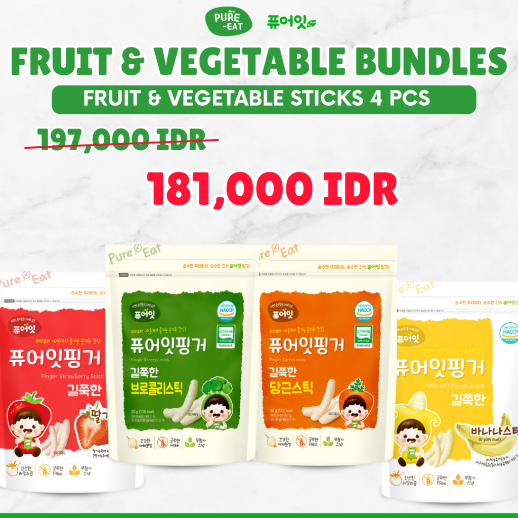 Jual Pure Eat Fruit & Vegetable sticks Bundle 4 Packs - Snack MPASI (8 ...