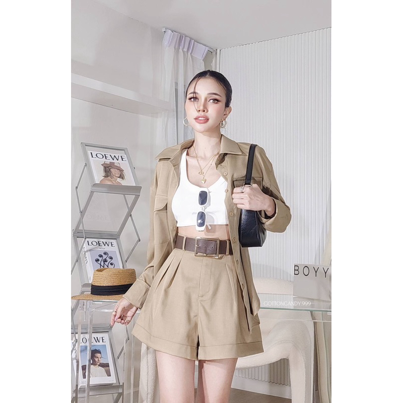 Jual Ronna Set (Korean Long Sleeve Shirt Shorts One Set Cotton Candy ...