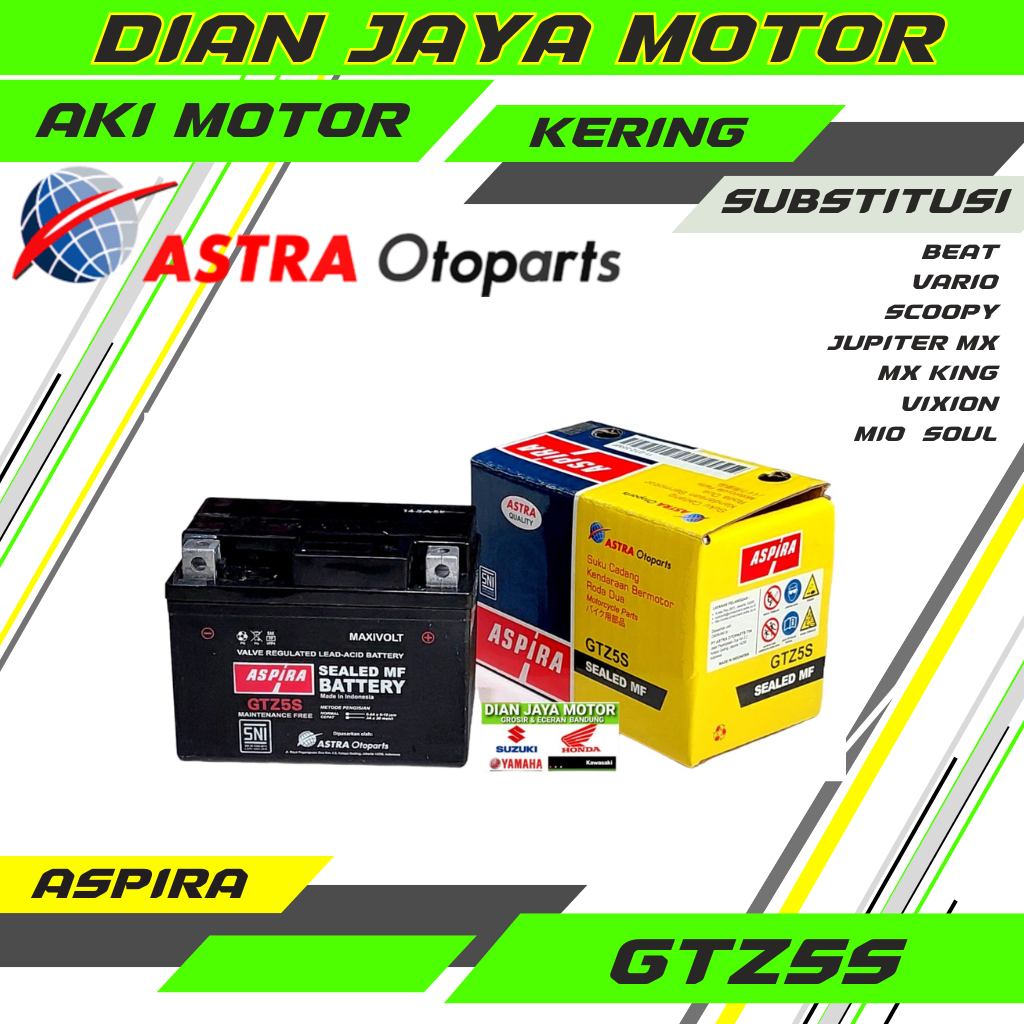 Jual AKI KERING ASPIRA GTZ5S MF (3.5AH) AKI MOTOR VARIO BEAT SCOOPY VIXION MX NEW XEON BISON ...