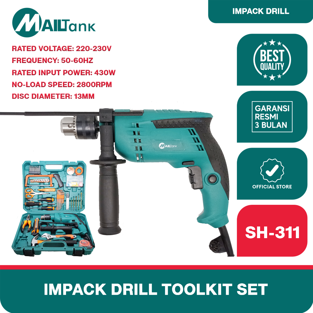 Jual BOR KOPER MURAH LENGKAP Mailtank SH311 Bor Listrik Impact 13mm ...