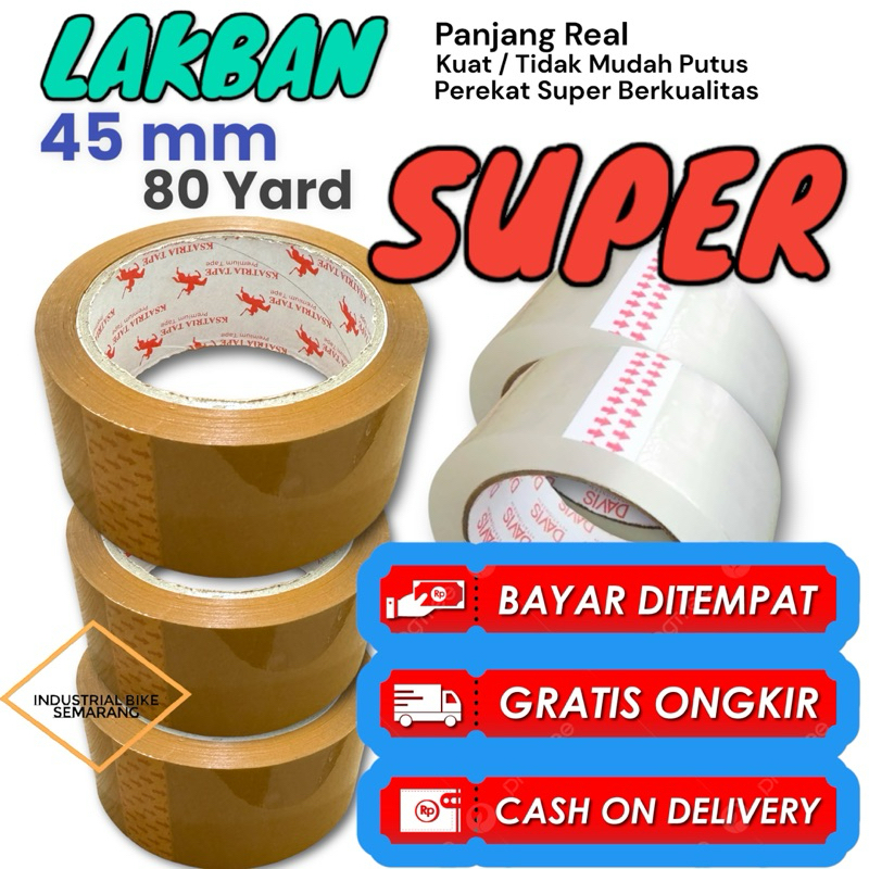 Jual LAKBAN SUPER LAKBAN COKLAT DAN BENING SOLASI PACKING 45mm x 80 ...