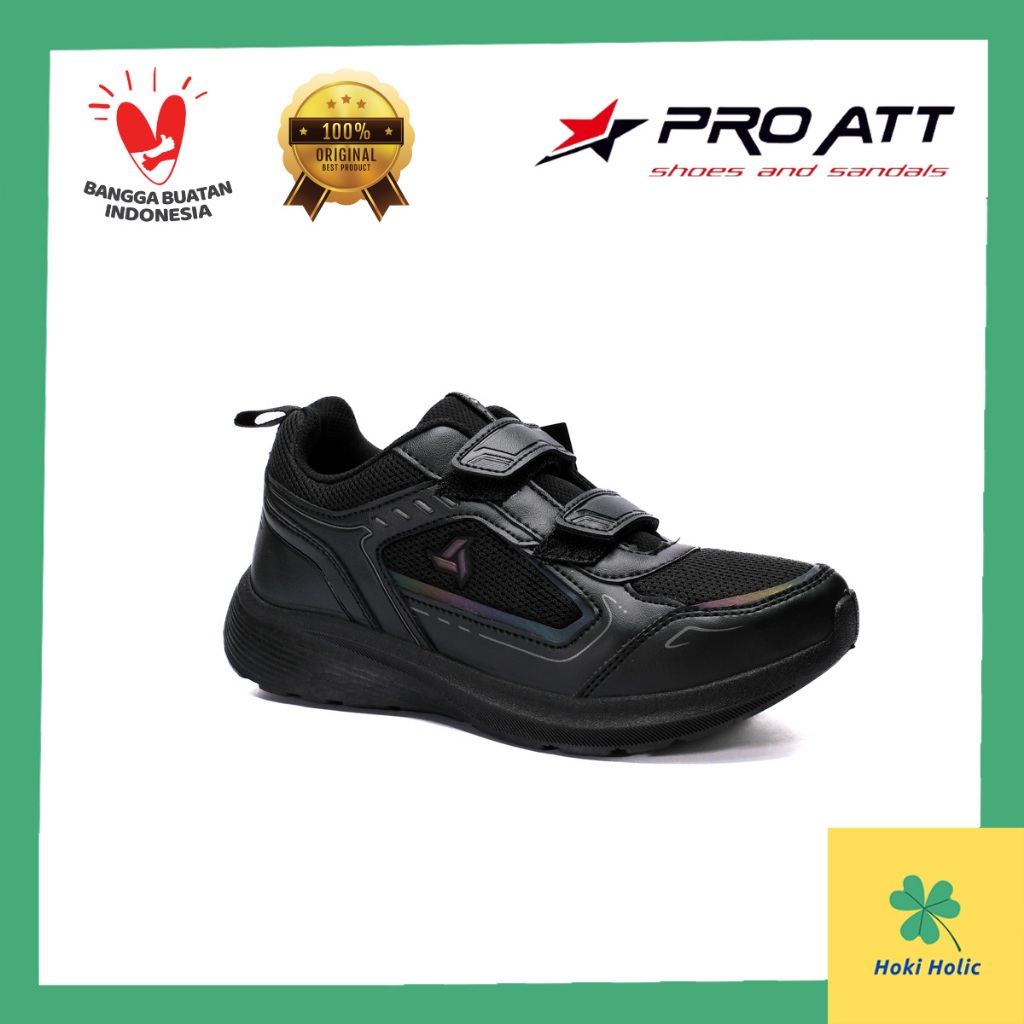 Jual Sepatu Sekolah Anak Cowok Cewek SD SMP Hitam Hitam Perekat Full Hitam Original PRO ATT ...